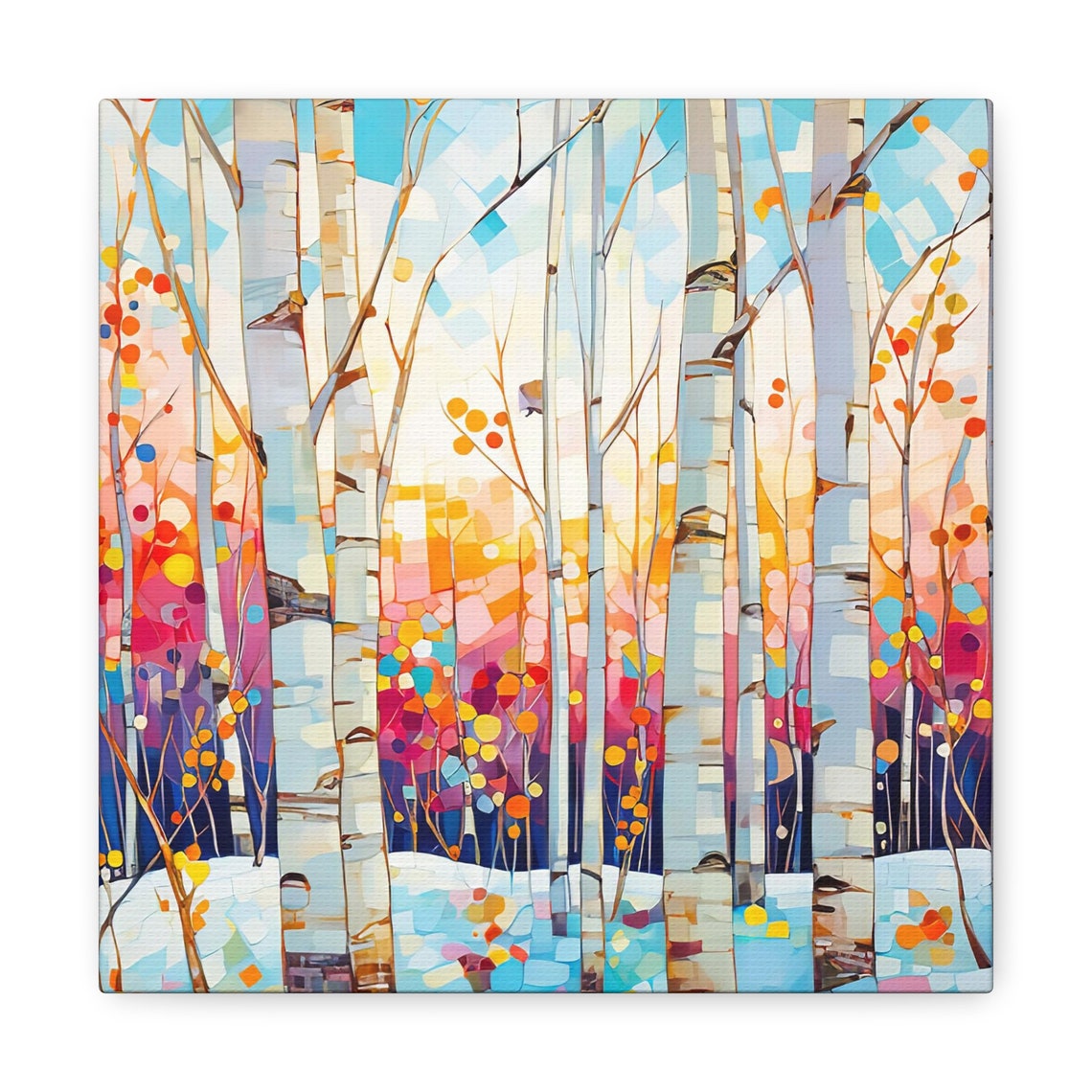 Colorful Birch Tree Forest Wall Art, Canvas Gallery Wraps, Perfect ...