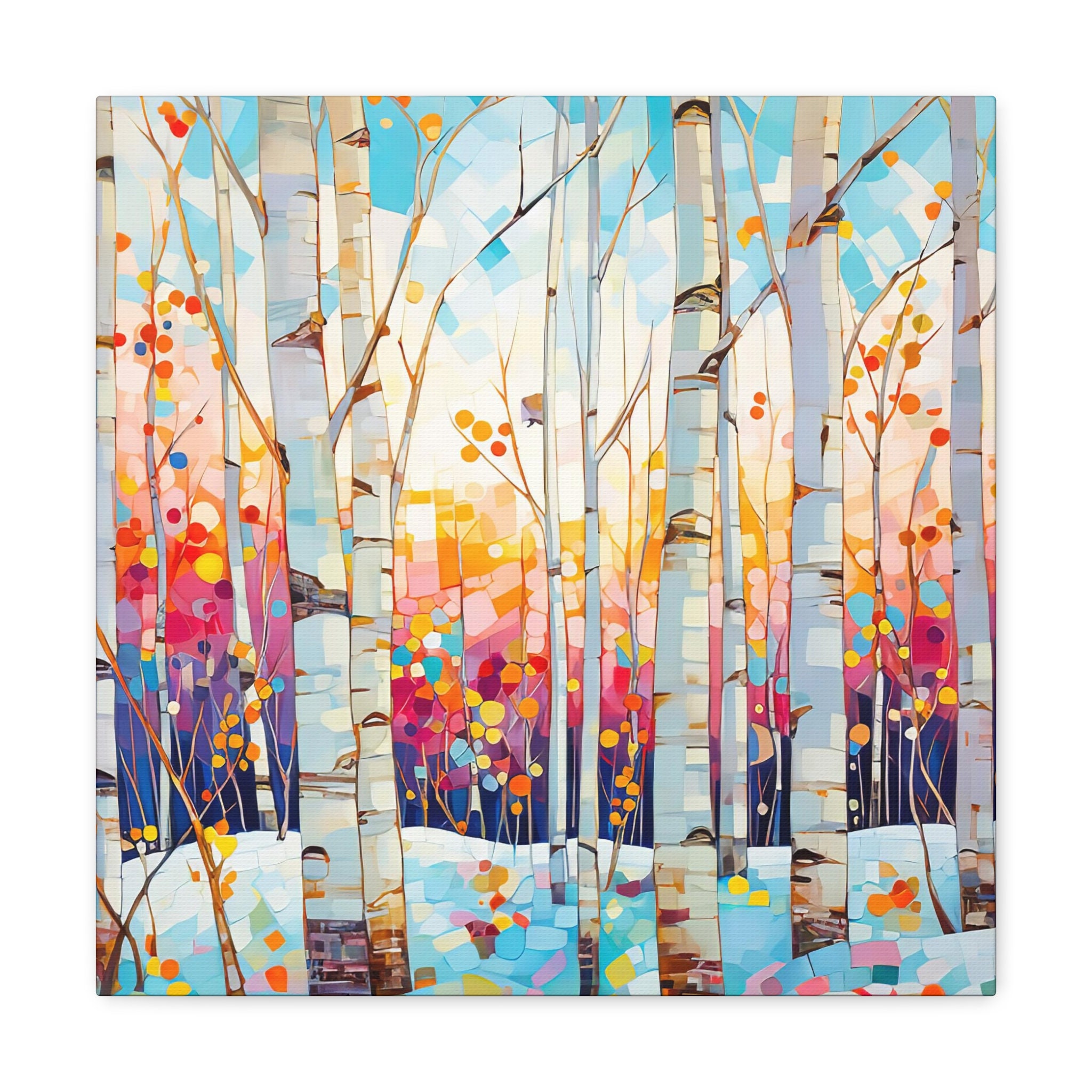 Colorful Birch Tree Forest Wall Art, Canvas Gallery Wraps, Perfect ...