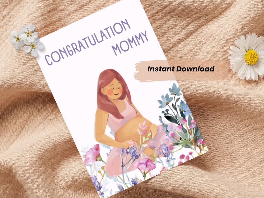 Congrats Pregnancy, Greeting Card, Instant Digital Download PDF, DIY ...