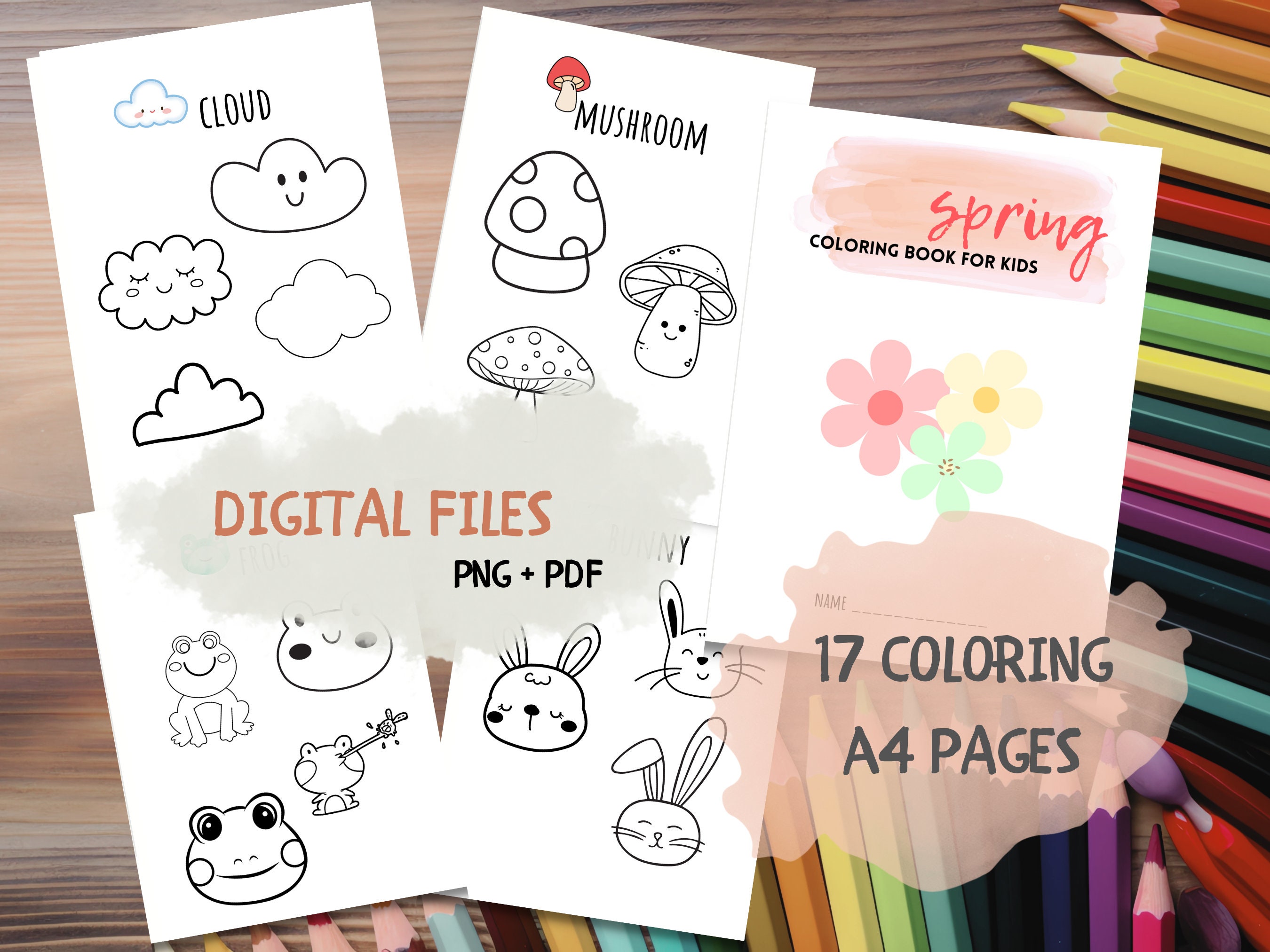 SPRING Easy Coloring Pages for Kids, Toddlers, Preschoolers Toddlers ...