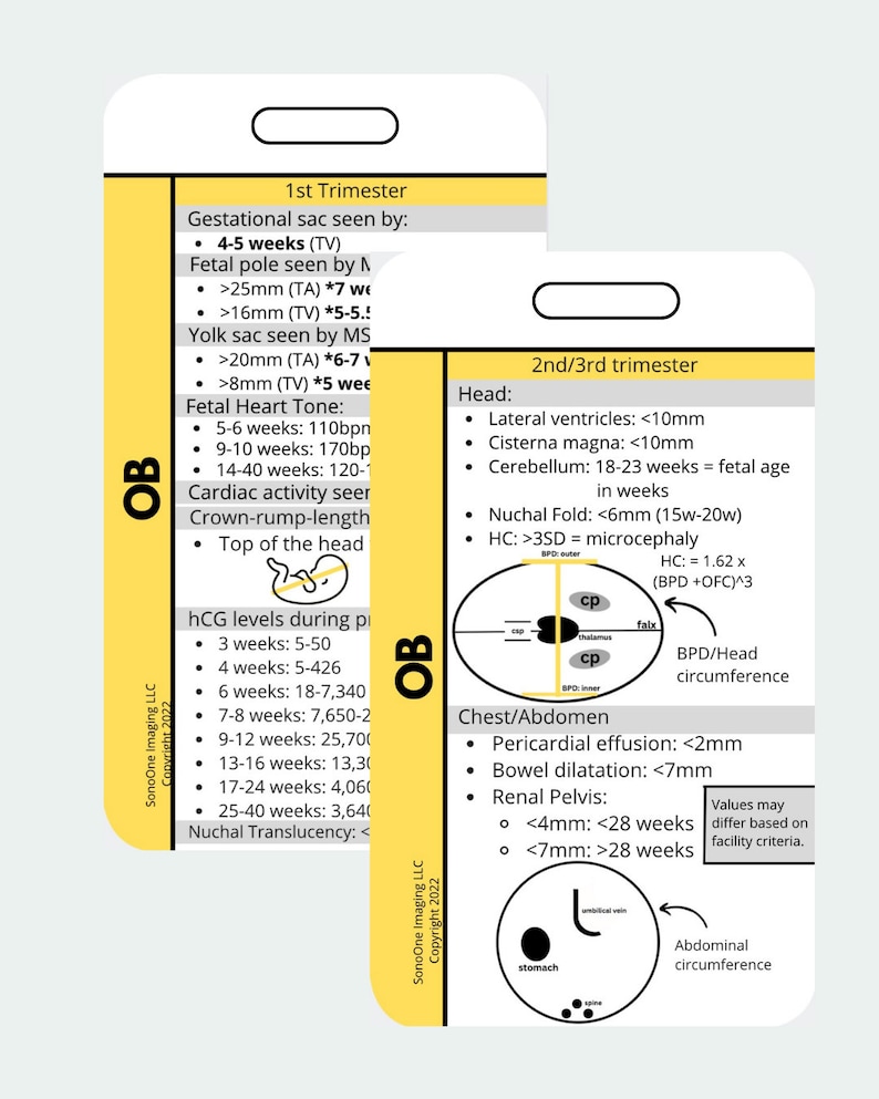 Ultrasound Values Badge Buddy (ob/gyn *extra Measurements/details*) - Etsy
