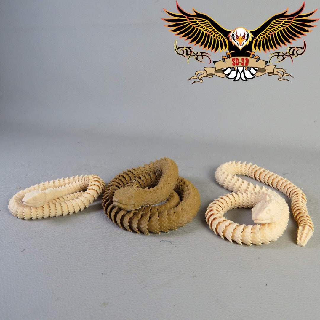 Flexi Spiky Viper Snake 3D Printed Stress Relief, Fidget Toy for Kids ...