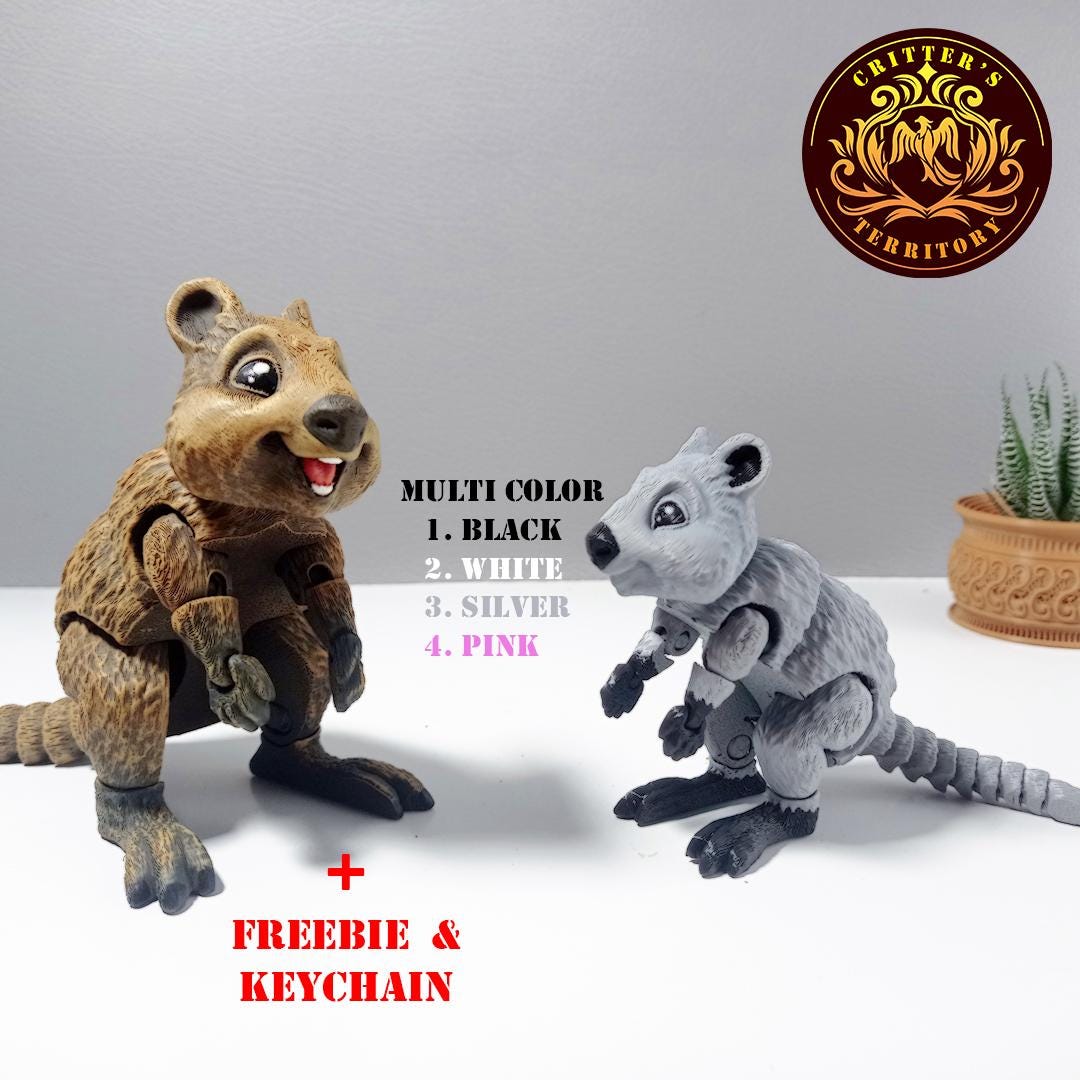 3D Printed Flexi Quokka Toy Flexible Articulated Animal Figure for Kids ...
