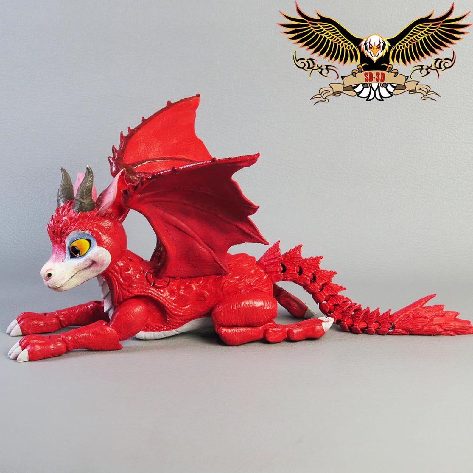 Enchanting 3D Printed Winged Red Dragon for Kids Customizable Sizes ...