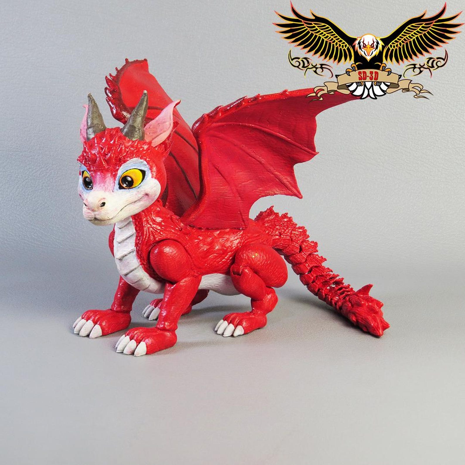 Enchanting 3D Printed Winged Red Dragon for Kids Customizable Sizes ...