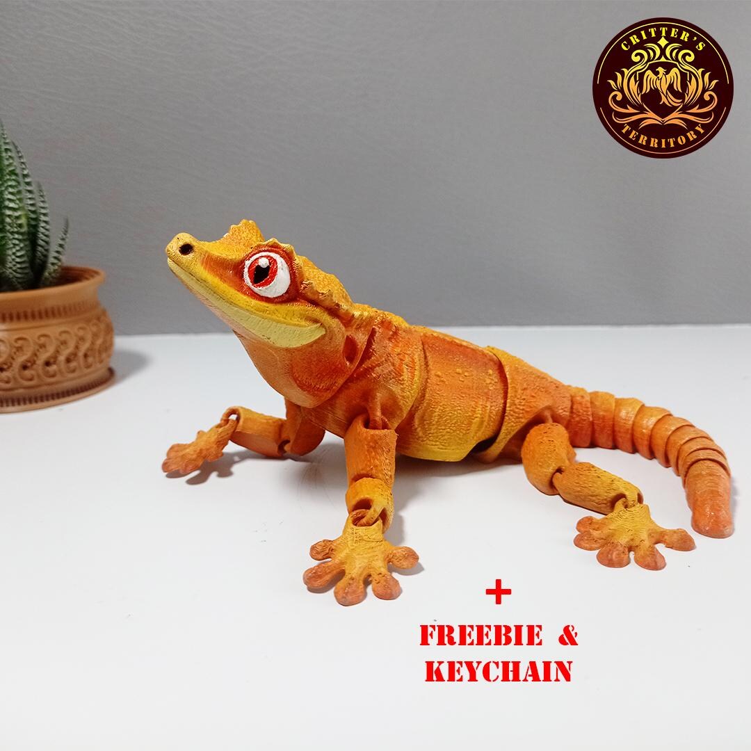 3D Printed Flexible Crested Gecko Poseable Articulated Animal Toy ...
