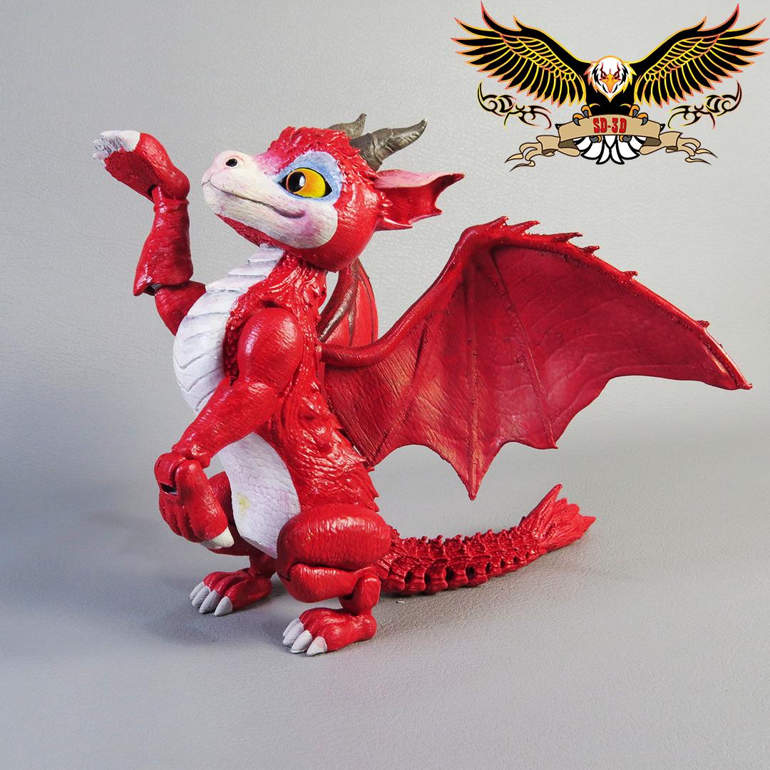 Enchanting 3D Printed Winged Red Dragon for Kids Customizable Sizes ...