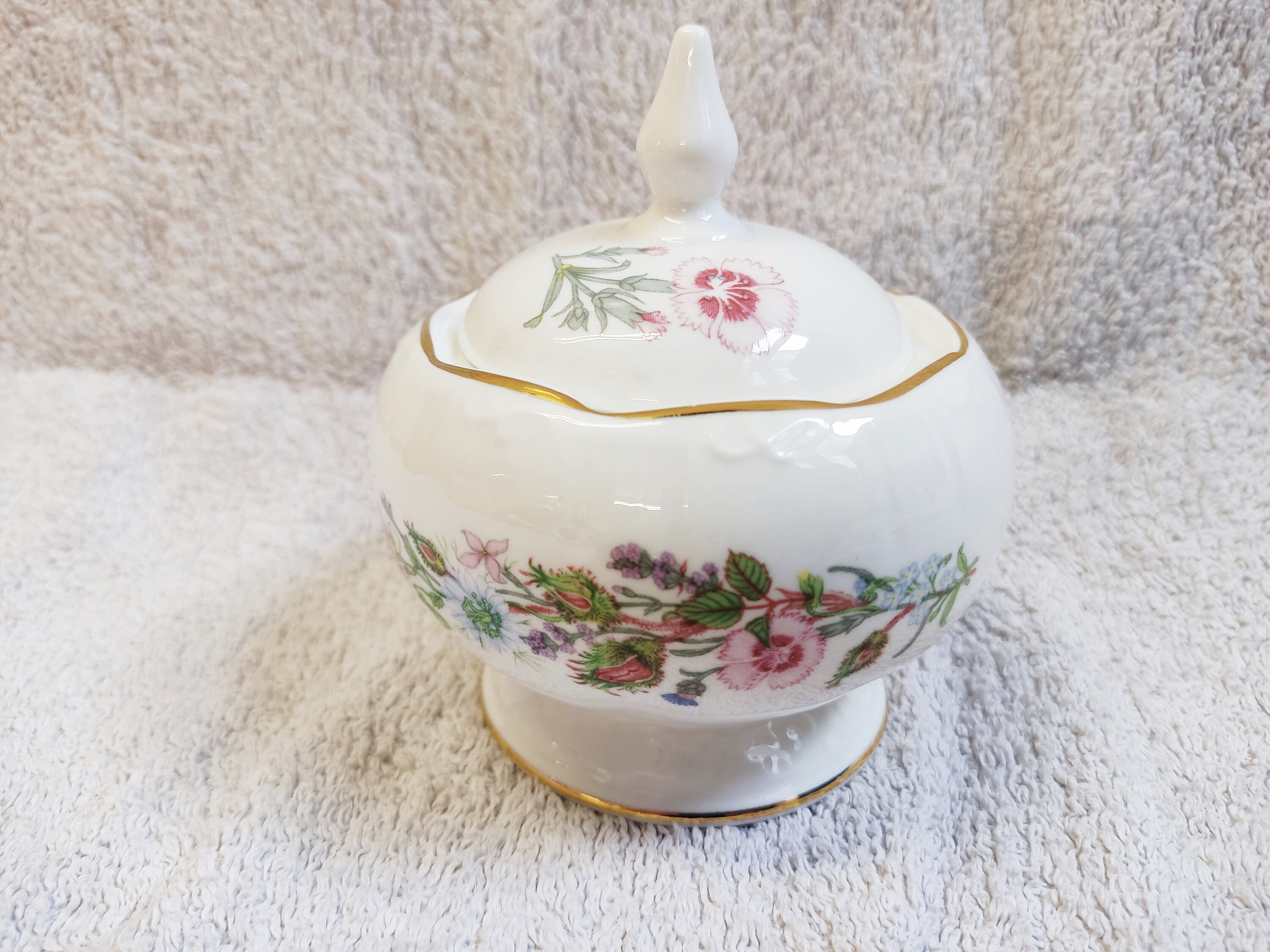 AYNSLEY Wild Tudor Fine Bone China Small Pot With Lid, Cornflowers ...