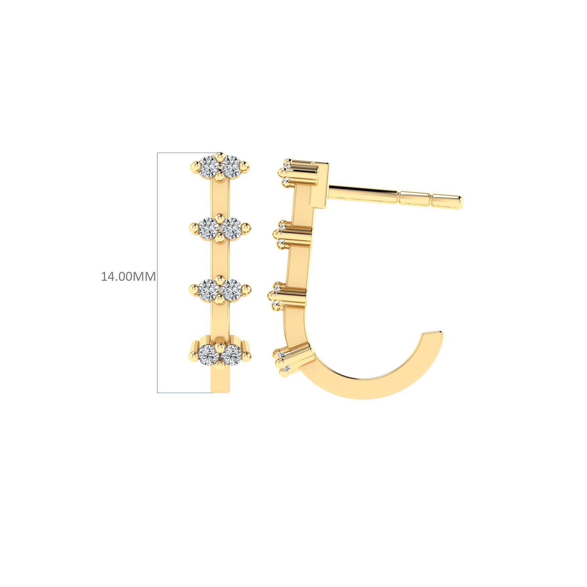 Sty Diamond Earrings, Minimalistic J Bali Earrings, 18k Gold Plated ...