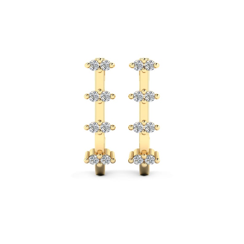 Sty Diamond Earrings, Minimalistic J Bali Earrings, 18k Gold Plated ...