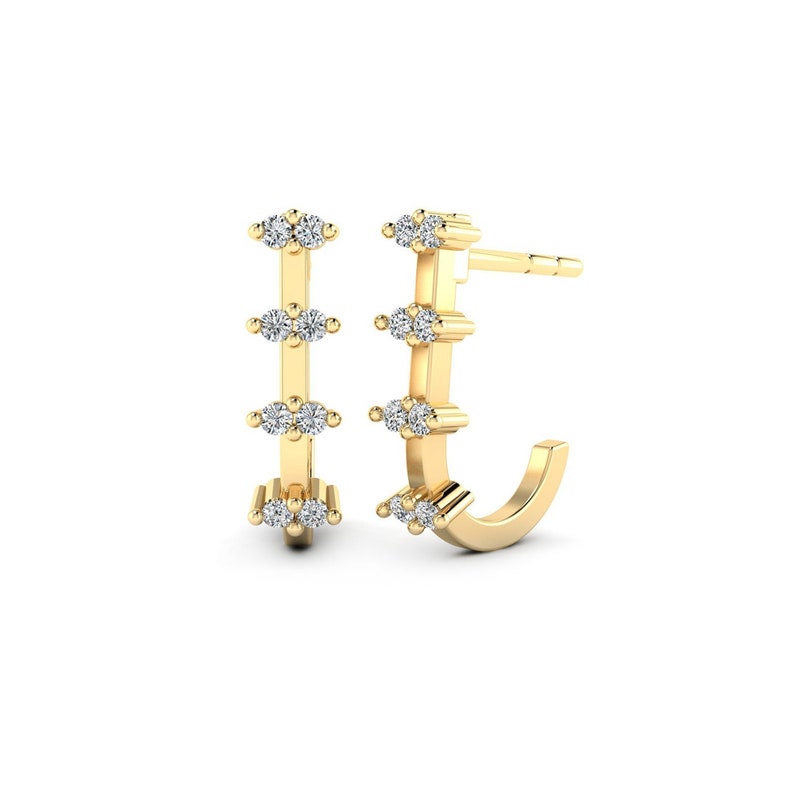 Sty Diamond Earrings, Minimalistic J Bali Earrings, 18k Gold Plated ...
