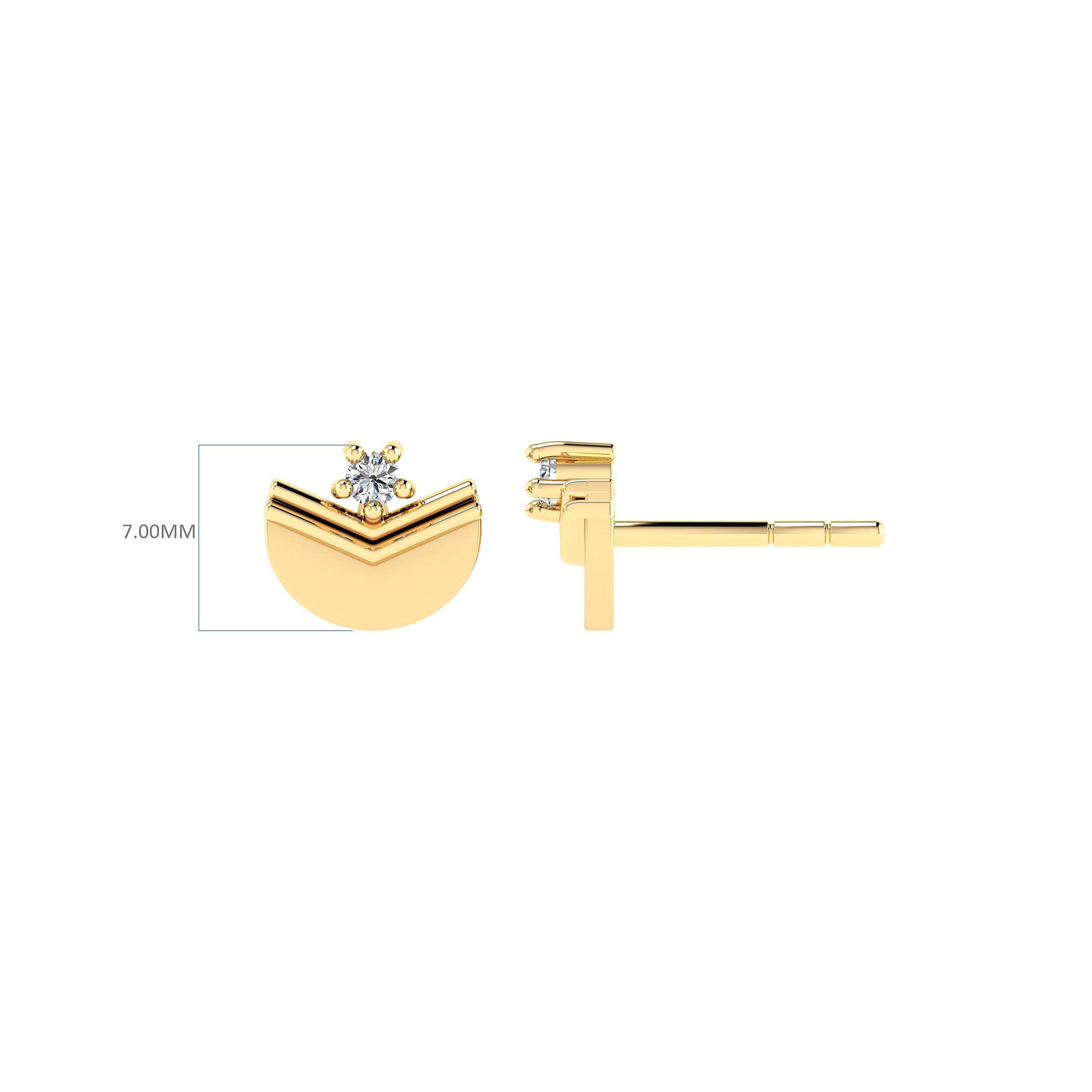 Solid Gold Plated Pac Man Pattern With Diamond Studs Earrings, 925 ...
