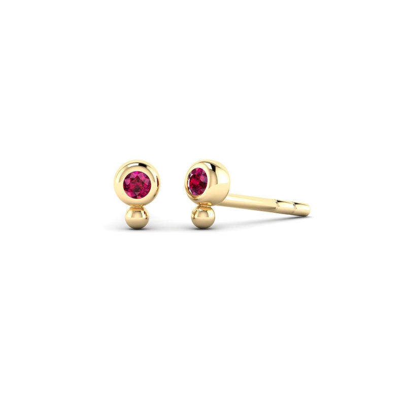 Tiny Ruby Stud Earrings, 18k Solid Gold Plated Earrings, Silver Studs ...