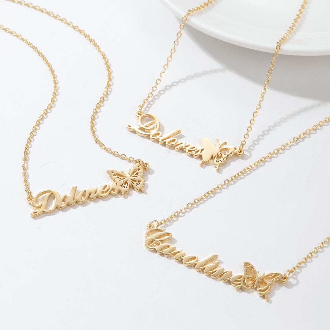 Custom Name Necklace With Butterfly • Personalized Name Necklace • Name ...