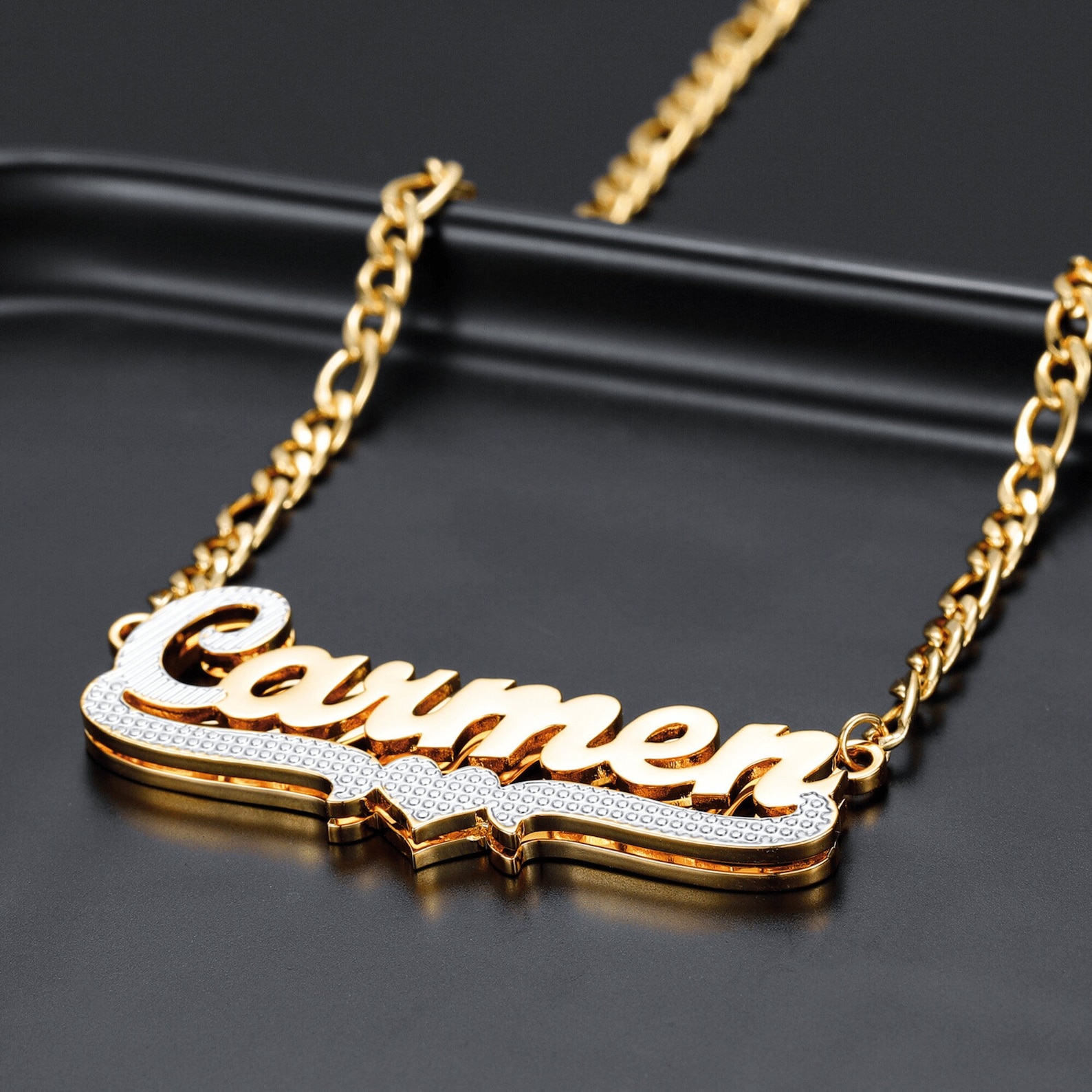 Double Plated Name Necklace Custom Name Necklace Personalized Name ...