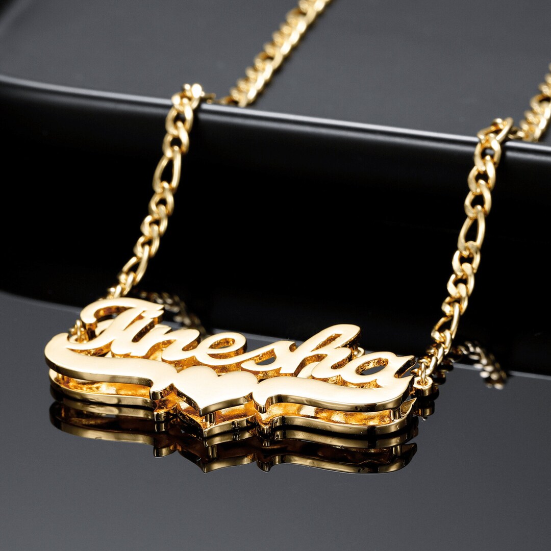 Double Plated Name Necklace • Custom Name Necklace • Two Nameplate ...