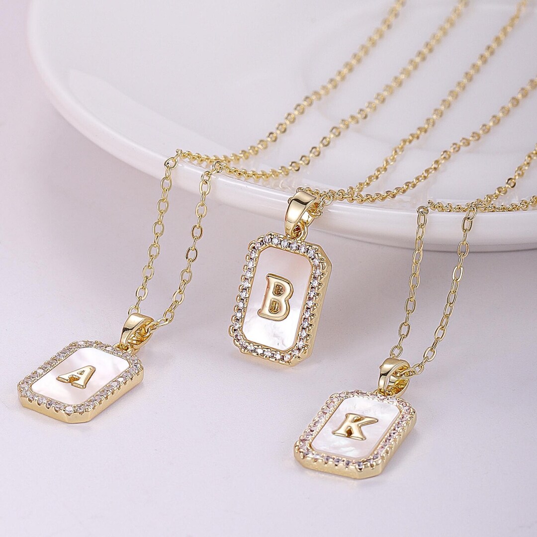 Personalized Initial Necklace • Custom Letter Pendant With CZ • Dainty ...