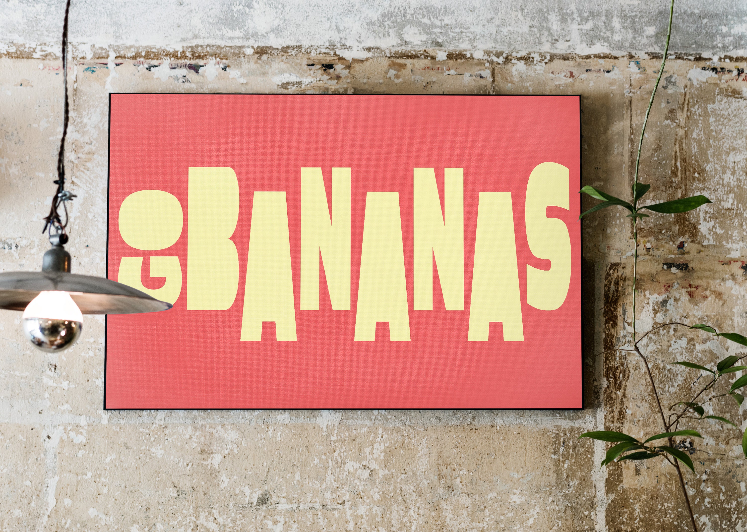 Go Bananas Poster, Physical Print, Cool Wall Art, Cafe Poster, Graphic ...