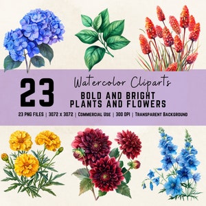 Bright Flowers Colorful Floral Clipart Bundle Flower Graphics Bold ...