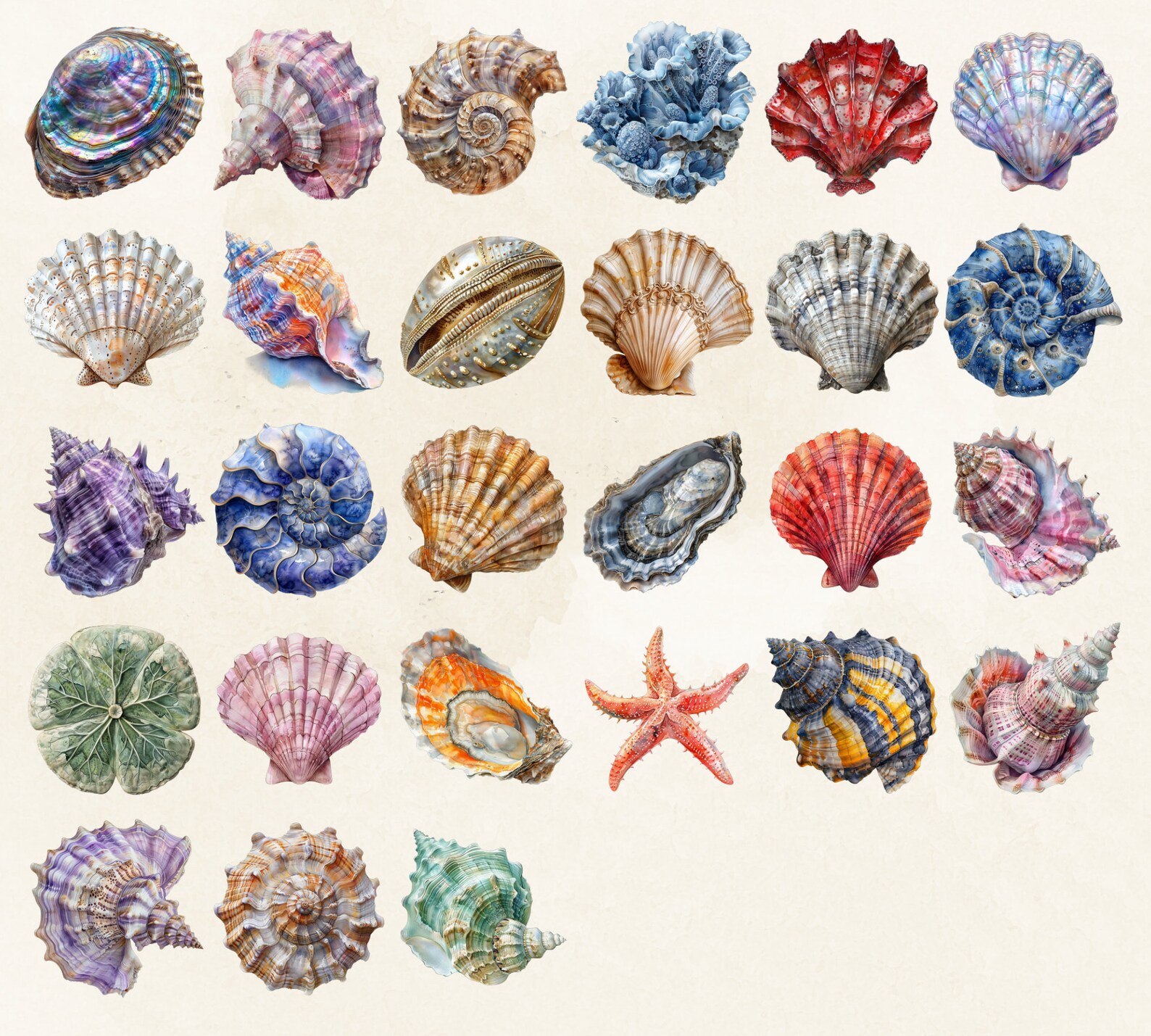 Watercolor Seashell Clipart Seashell Clipart Seashell PNG Seashell Art ...