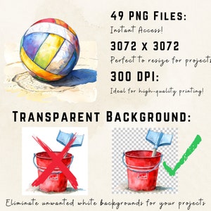 Beach Party Clipart Bundle Commercial Use Instant Download PNG Modern ...