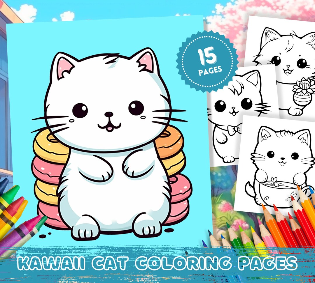 Meow-tastic Fun for Cat Lovers: 15 Kawaii Cat Coloring Pages! Instant ... Meow-tastic Fun for Cat Lovers: 15 Kawaii Cat Coloring Pages! Instant ...