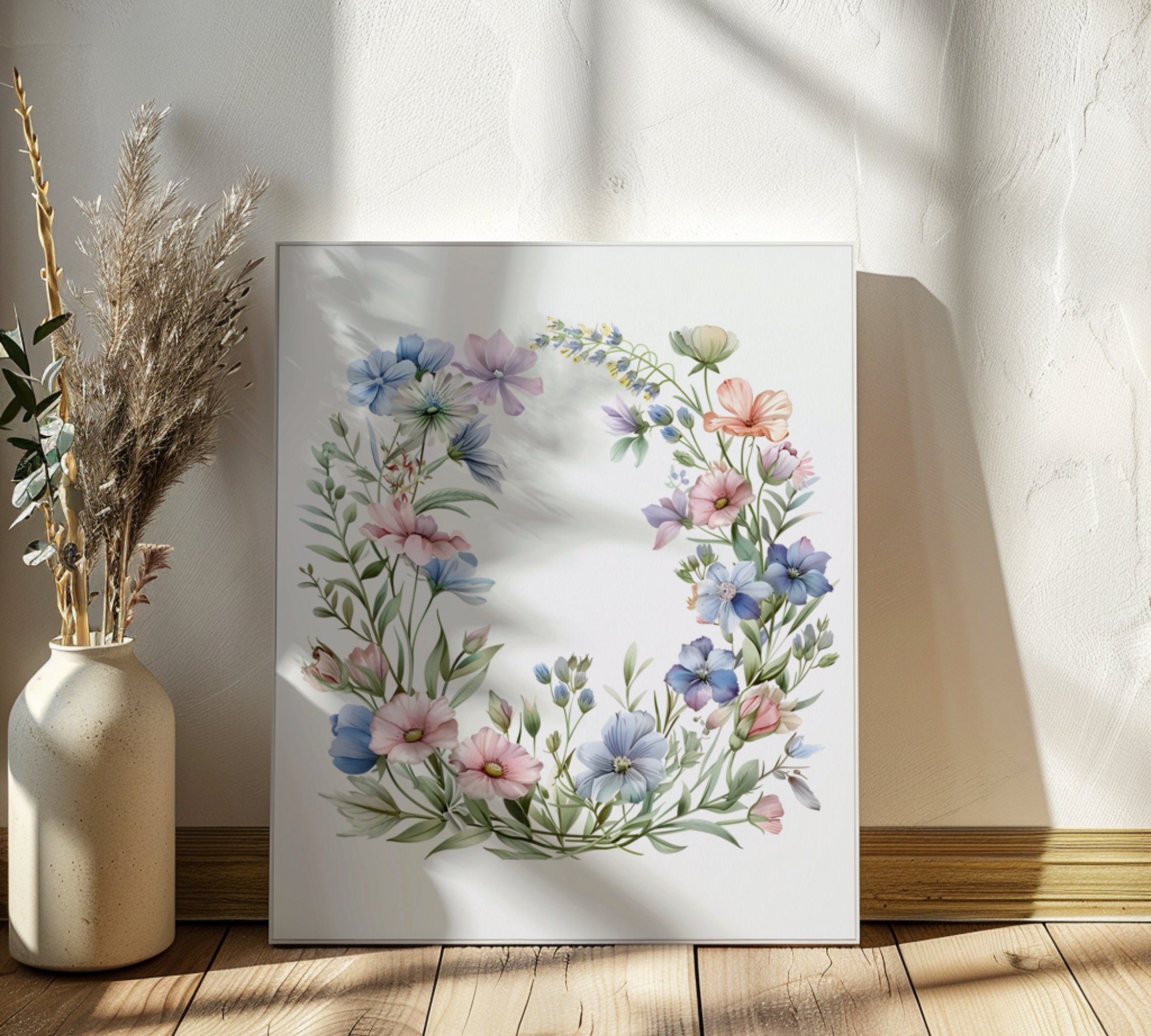 Wildflower Circle Frame Watercolor Cliparts Wildflower Circle Floral ...