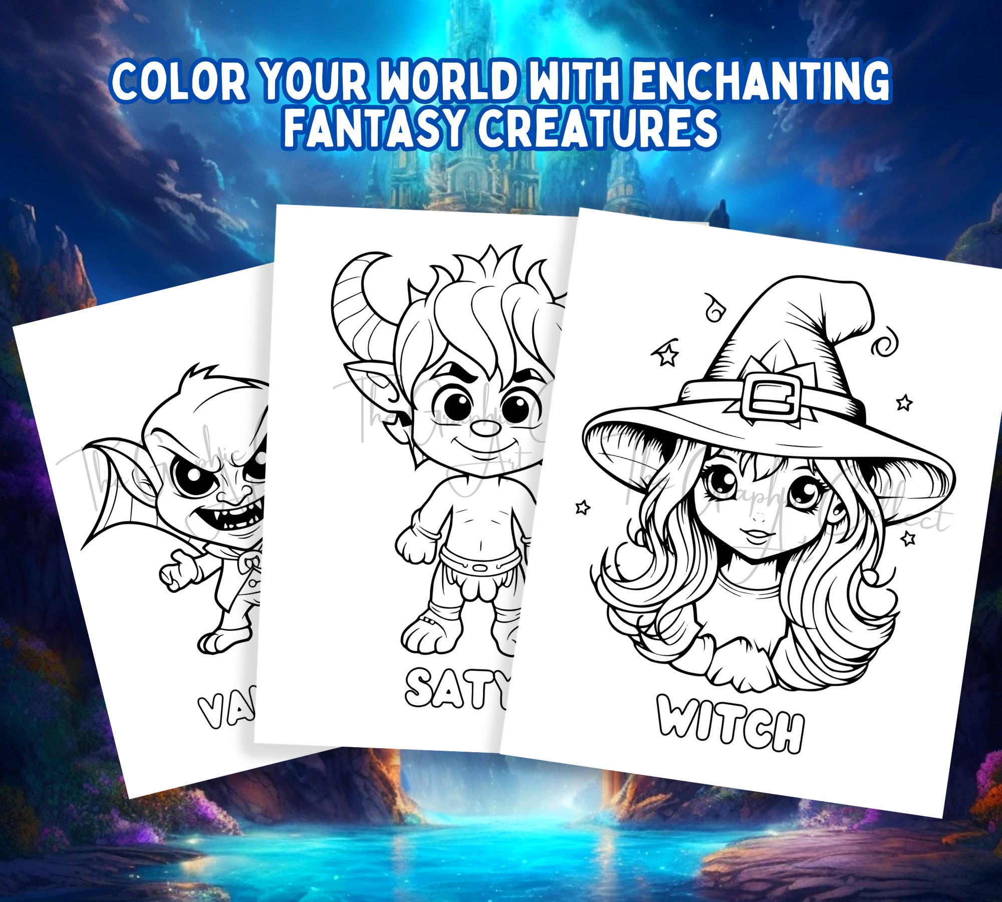 30 Fantasy Creatures Coloring Pages Coloring for Boys Coloring Gift ...