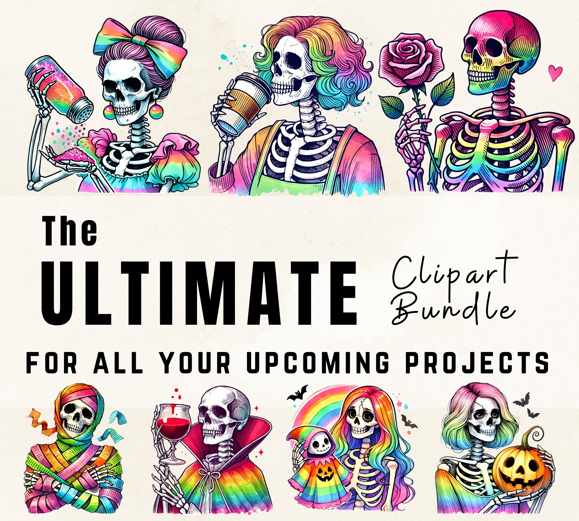 Watercolor Halloween Rainbow Skeleton Mom Sarcastic Skeleton Mom Life ...