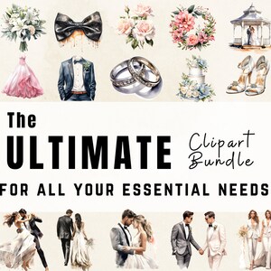 56 Wedding Clipart Bundle: Watercolor Clipart Set, Groom Elements ...