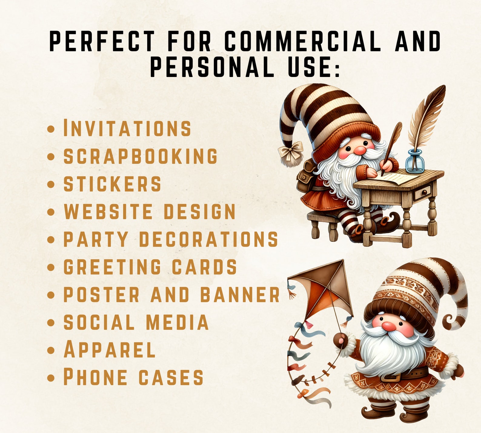 Watercolor Cute Fall Gnomes Clipart PNG Bundle: Boho and Nordic Gnomes ...