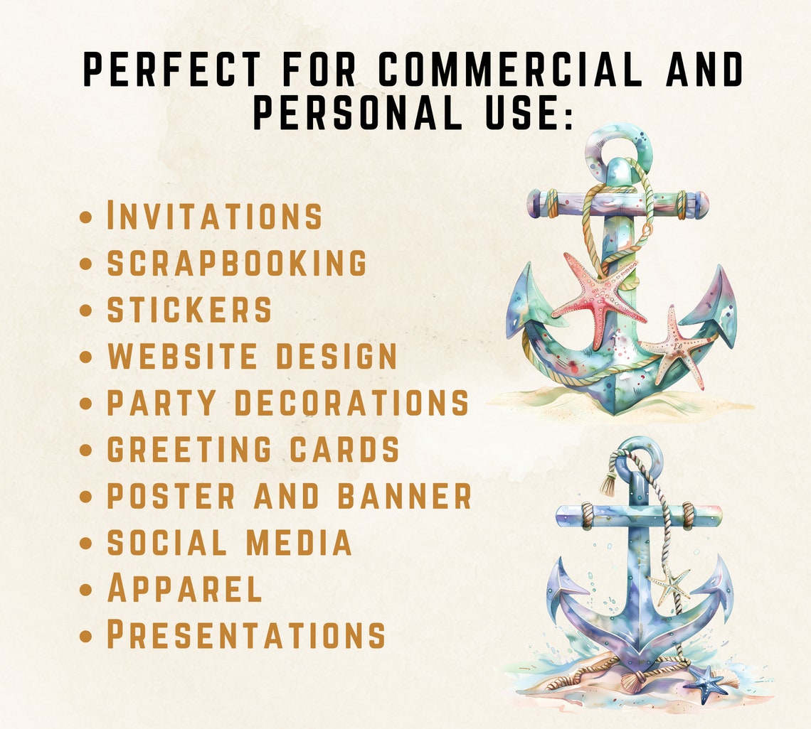 Blue Anchors Watercolor Cliparts Anchor Clipart Anchor PNG Anchor Art ...