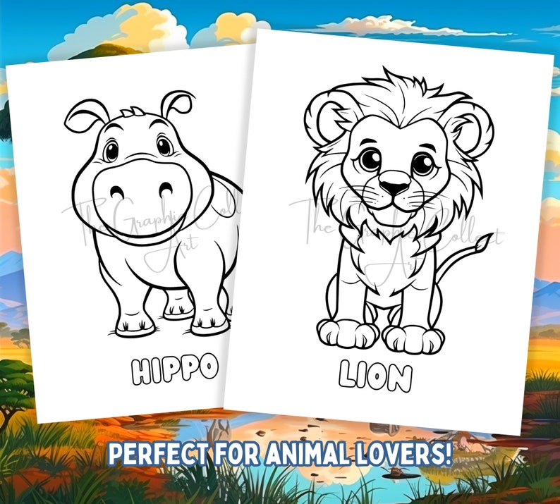 15 Safari Animal Kids Coloring Pages Safari Coloring Book - Etsy