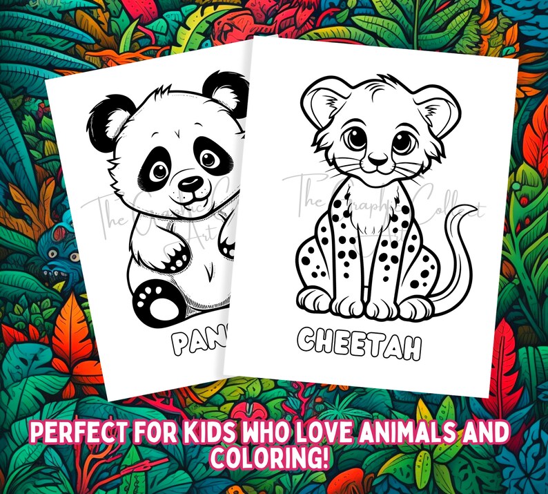50 Printable Animal Coloring Pages for Kids Fun - Etsy