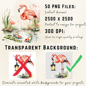 Flamingos Watercolor Clipart Bundle: Cute Pink Flamingo Designs ...