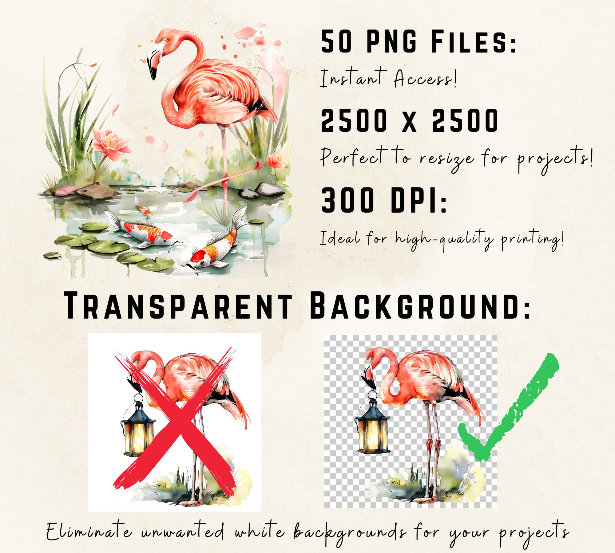 Flamingos Watercolor Clipart Bundle: Cute Pink Flamingo Designs ...