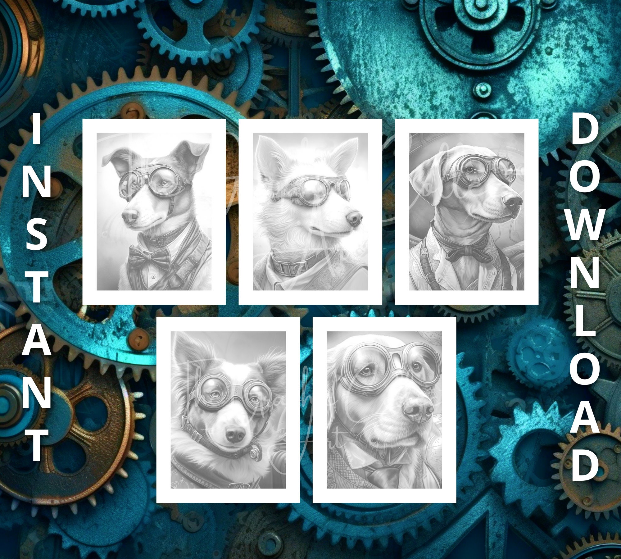 25 Steampunk Dog Coloring Pages Creative Fantasy Art Coloring ...