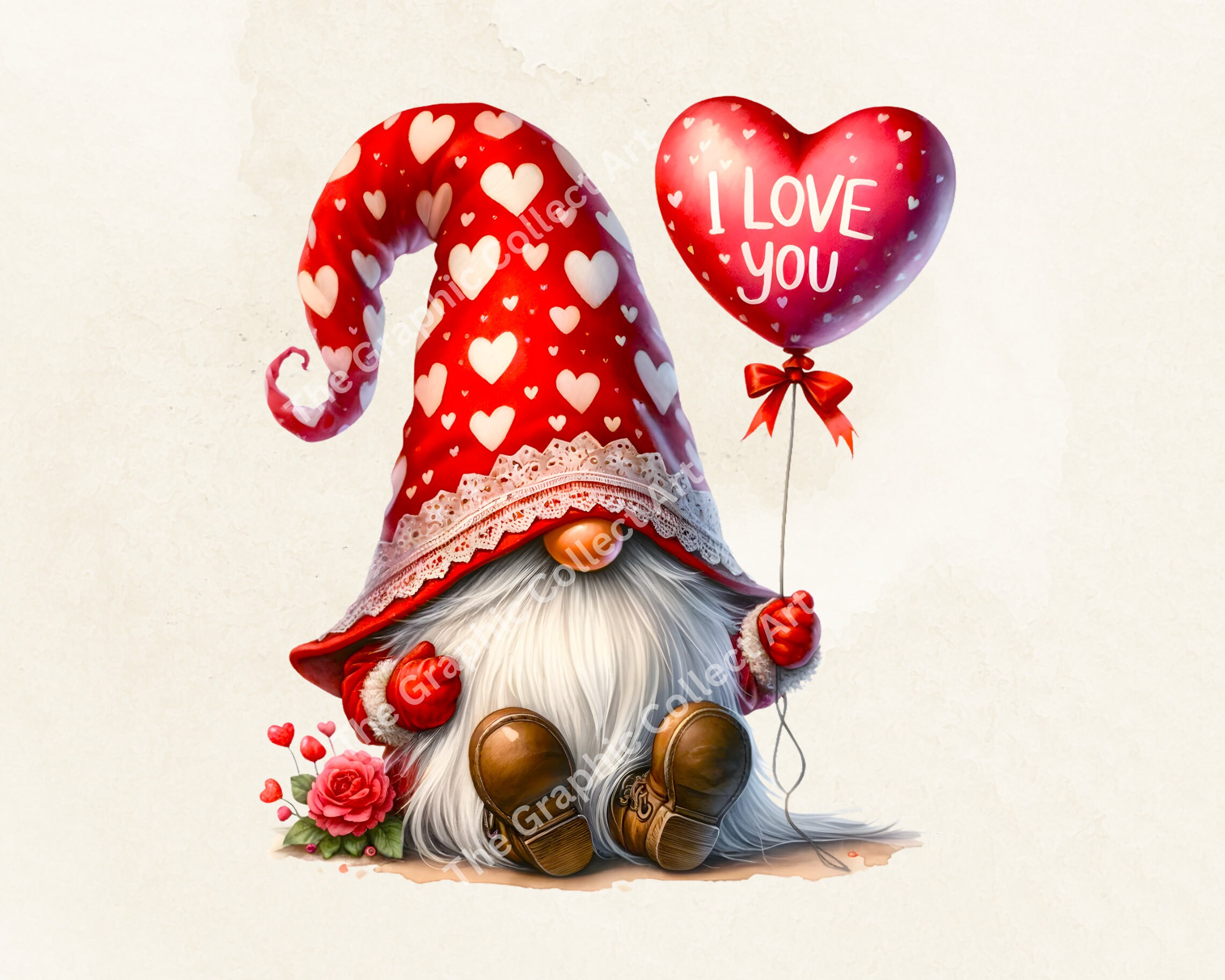 Valentines Gnome Watercolor Clipart Bundle Romantic Sublimation ...