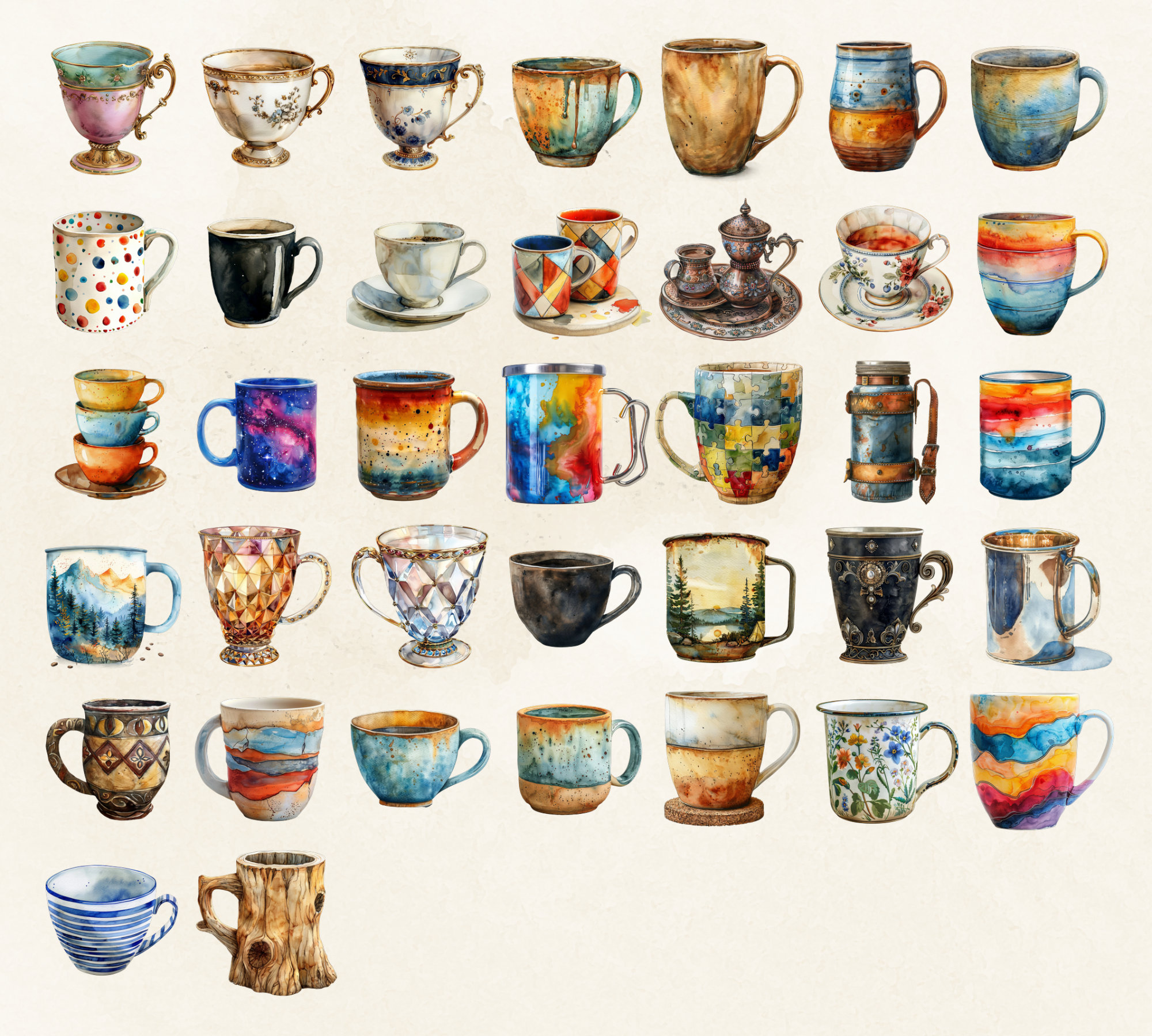 Watercolor Mug Clipart Mug Clipart Mug PNG Mug Art Coffee Mug Art Tea ...