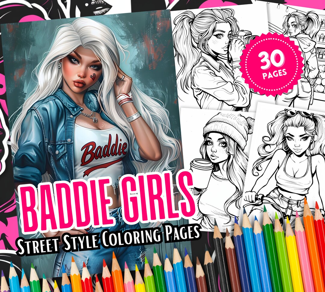 Baddie Girls Coloring Pages Street Wear Style Printable Teen Coloring ...