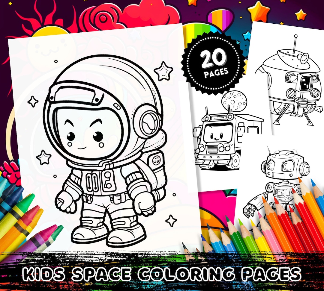 20 Printable Kid's Space Coloring Pages: Featuring Astronauts, Rockets ...