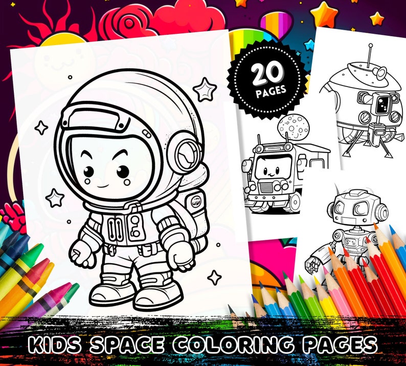 20 Printable Kid's Space Coloring Pages: Featuring Astronauts, Rockets ...