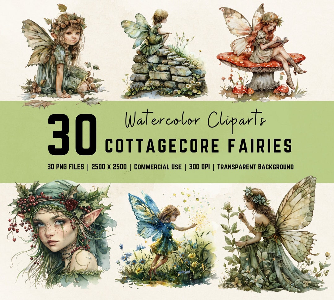 Cottagecore Fairies Clipart Bundle | Wildflower Clipart | Magical ...
