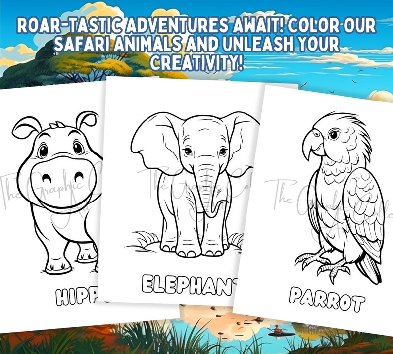 15 Safari Animal Kids Coloring Pages Safari Coloring Book - Etsy