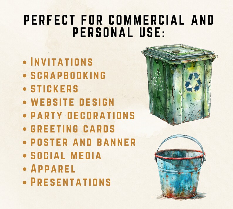 Watercolor Cleaning Clipart Bundle | Chore Clipart | Cleaning Clipart ...