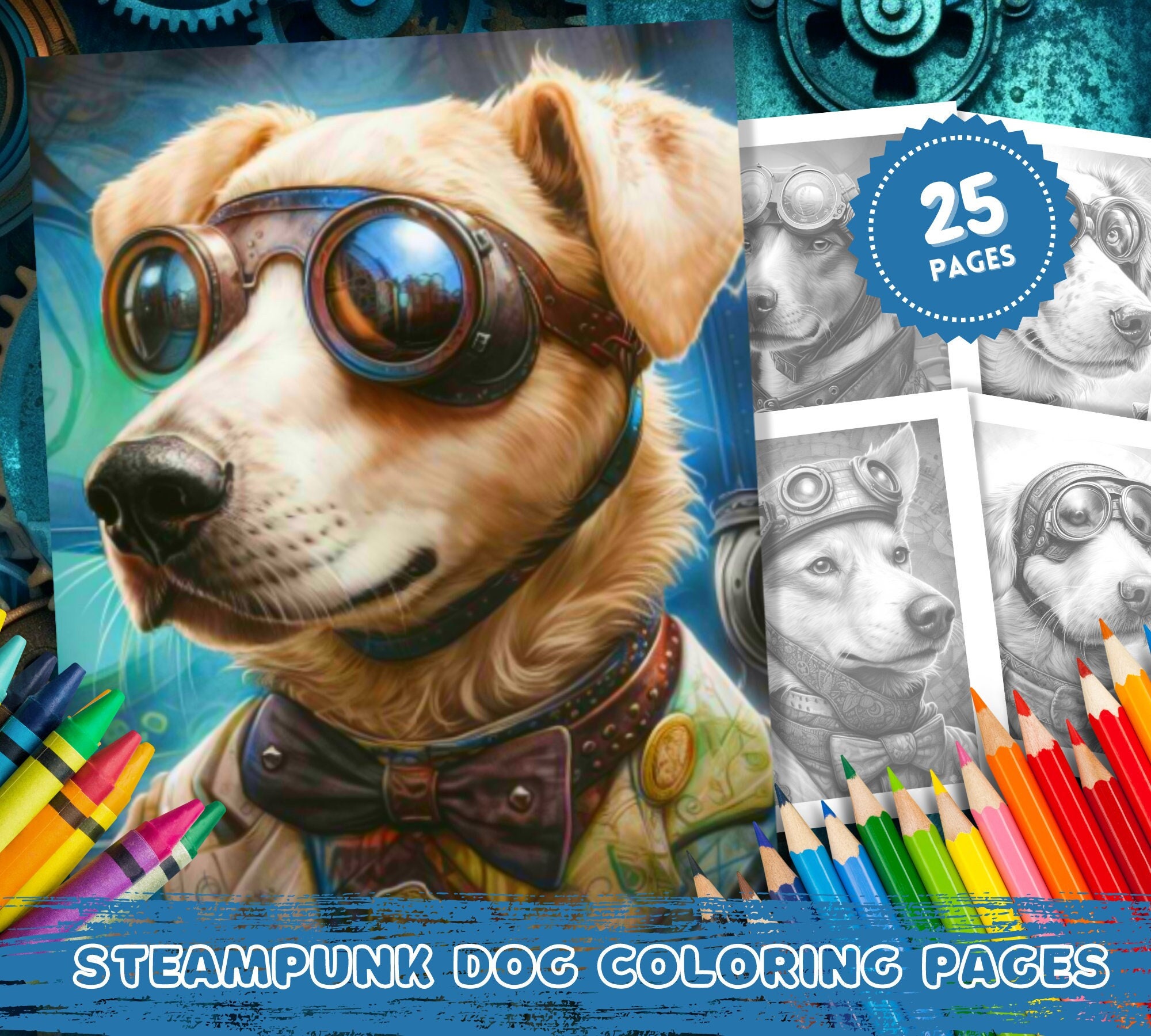 25 Steampunk Dog Coloring Pages Creative Fantasy Art Coloring ...