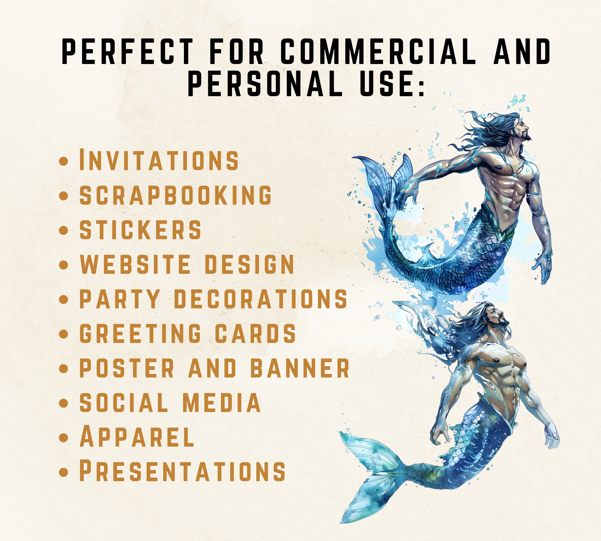 Mermaid Man Watercolor Cliparts Mermaid Man Art Merman Clipart Mermaid ...