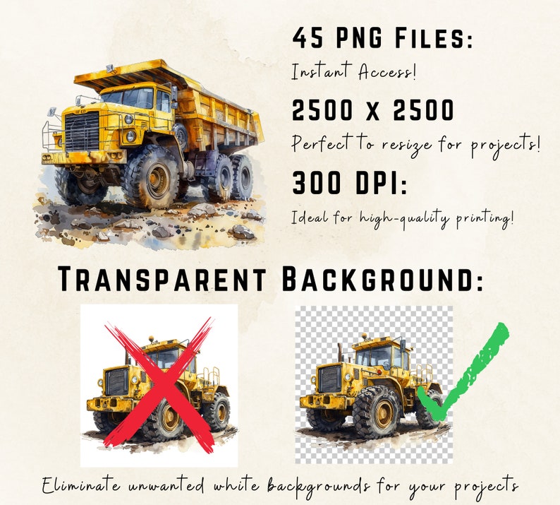 Construction Vehicles Watercolor Cliparts | Bulldozer Clipart ...