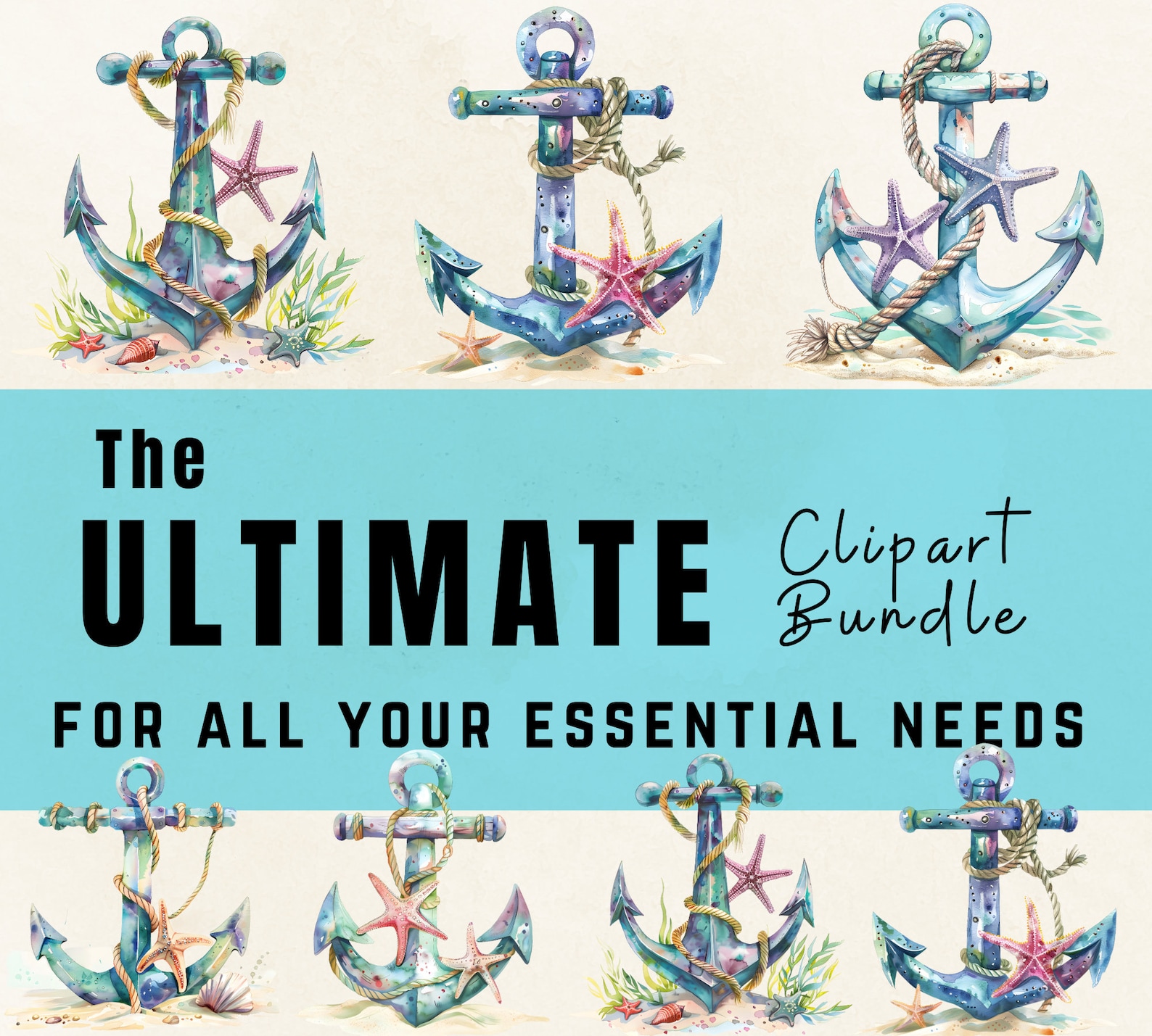 Blue Anchors Watercolor Cliparts Anchor Clipart Anchor PNG Anchor Art ...