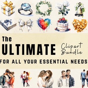 108 Watercolor Anniversary Clipart Bundle Love Graphics - Etsy